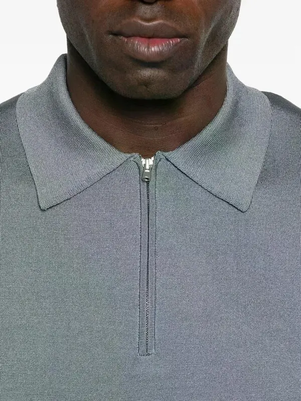 Sandro Knitted Polo With Zip Collar - Grey