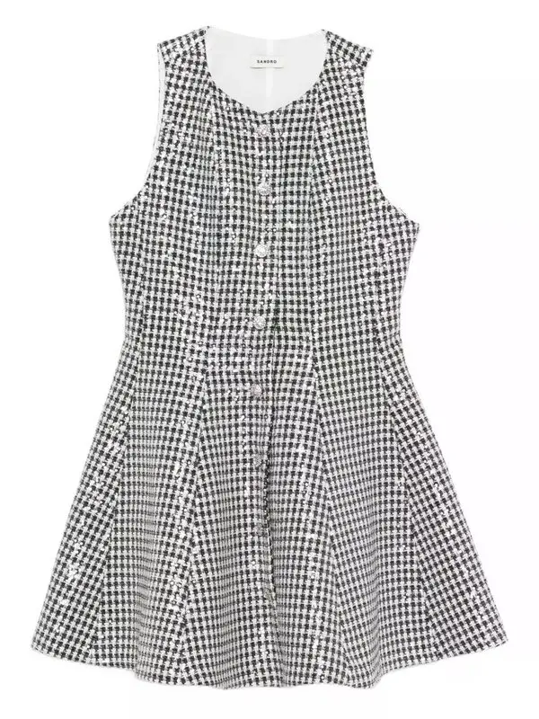 Sandro Sequin-embellished Houndstooth Dress