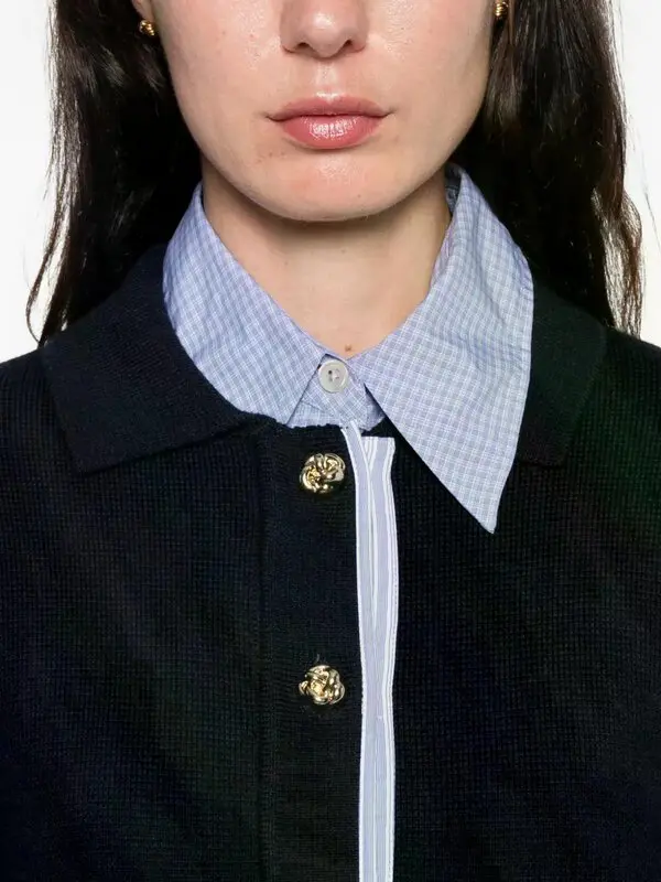 Sandro Wool Cardigan With Polo Collar And Decorative Buttons