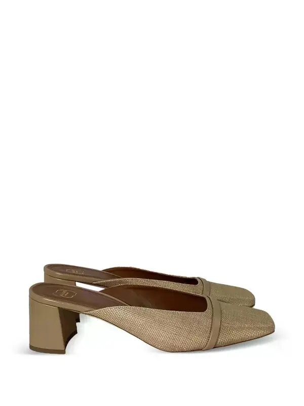 MALONE SOULIERS Raffia Square-toe Mules