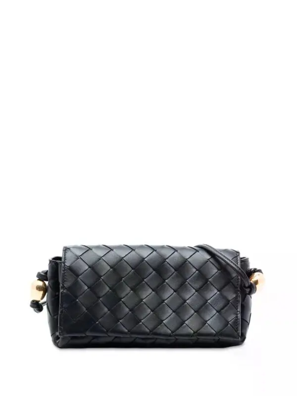 Bottega Veneta Nappa Intrecciato Pouch On Strap Crossbody Bag - Black