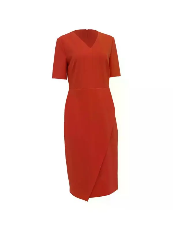 BOSS V-neck Asymmetric Midi Dress - Orange
