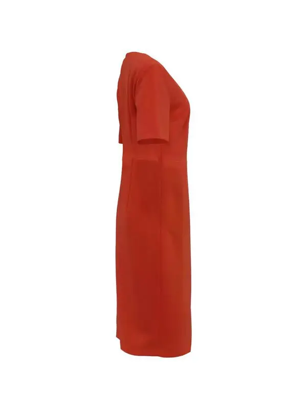 BOSS V-neck Asymmetric Midi Dress - Orange