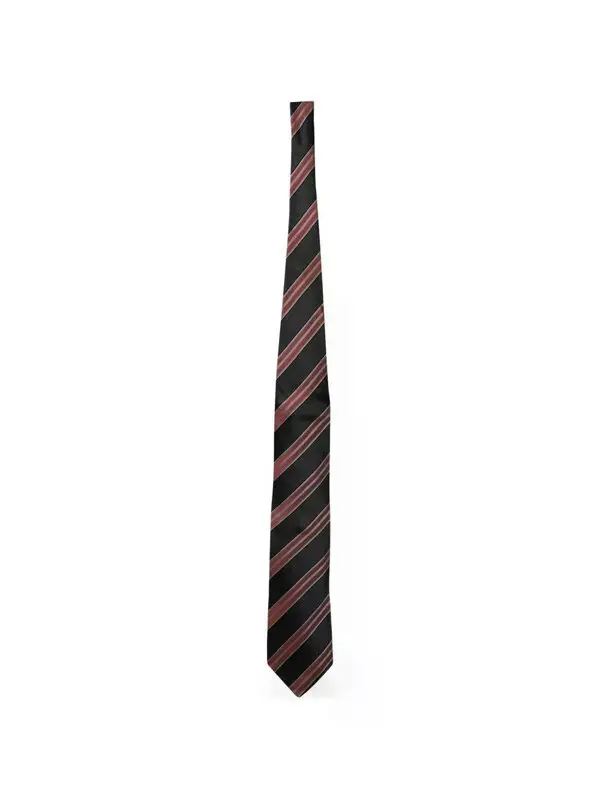 Ermenegildo Zegna Striped Silk Neck Tie - Black