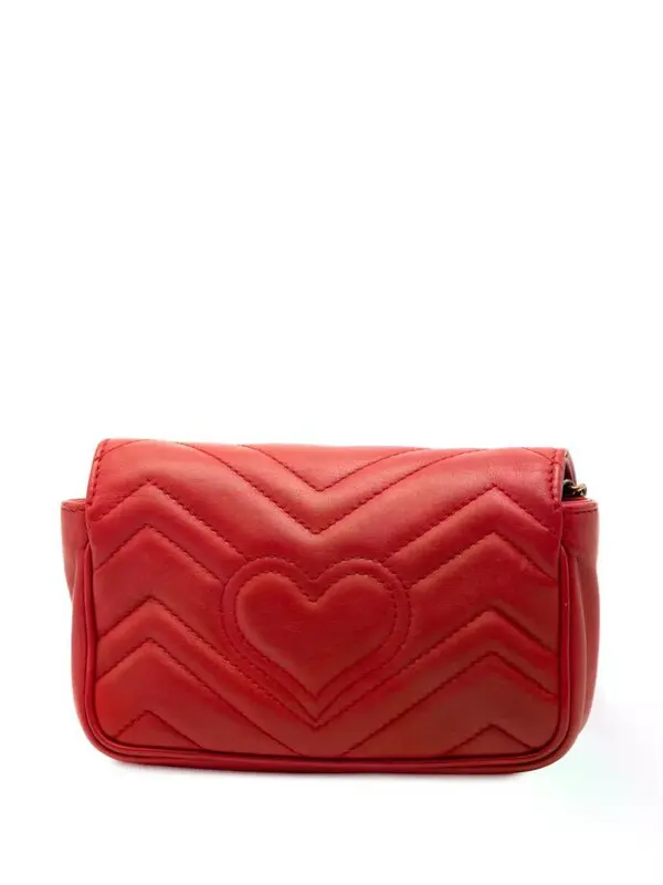 Gucci Mini Gg Marmont Matelasse Leather Flap Crossbody Bag - Red