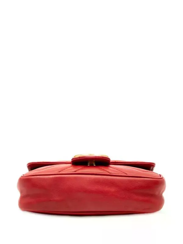 Gucci Mini Gg Marmont Matelasse Leather Flap Crossbody Bag - Red