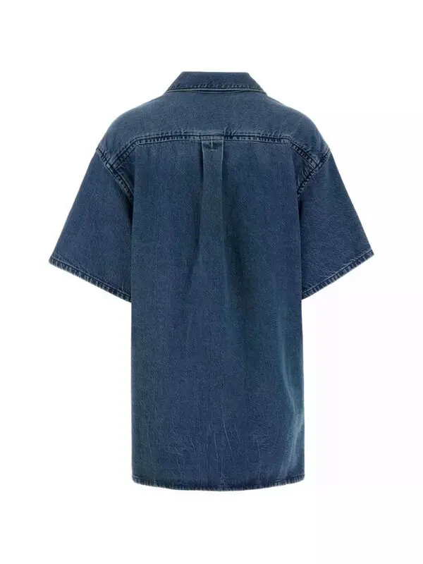 Alexander Wang Short-Sleeve Boxy Shirt Dress - Blue | Editorialist