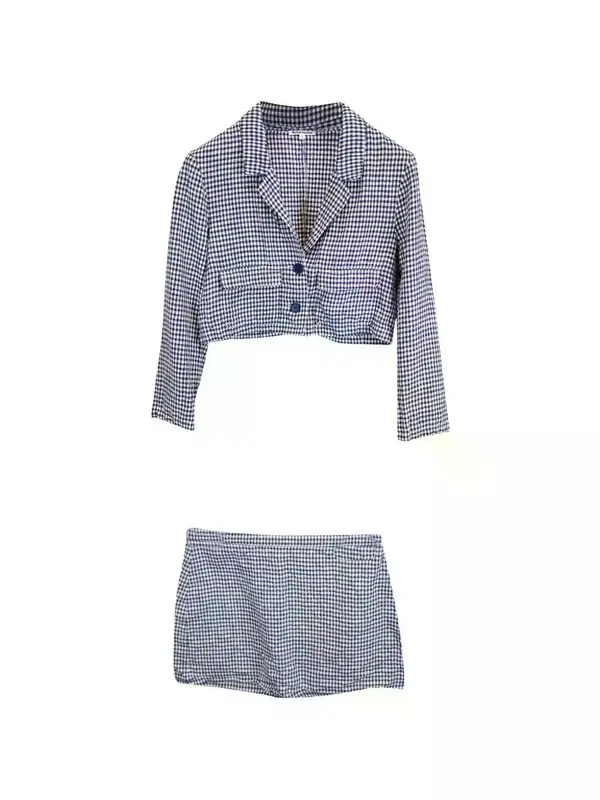 REFORMATION Elton Gingham-check Cropped Blazer