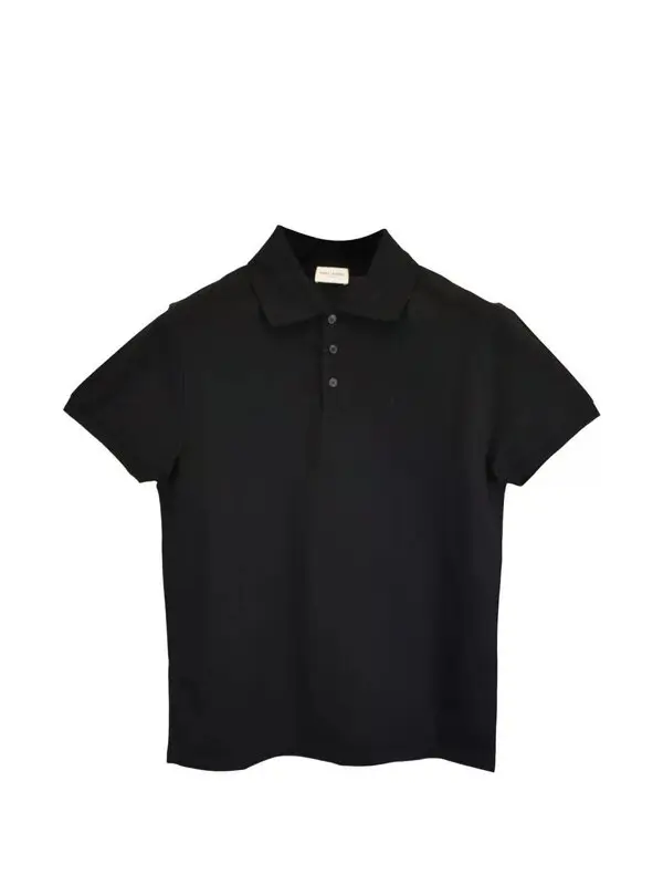 Saint Laurent Cassandre Logo-embroidered Polo Shirt - Black