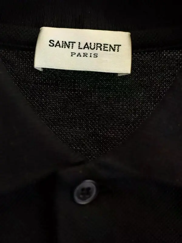 Saint Laurent Cassandre Logo-embroidered Polo Shirt - Black
