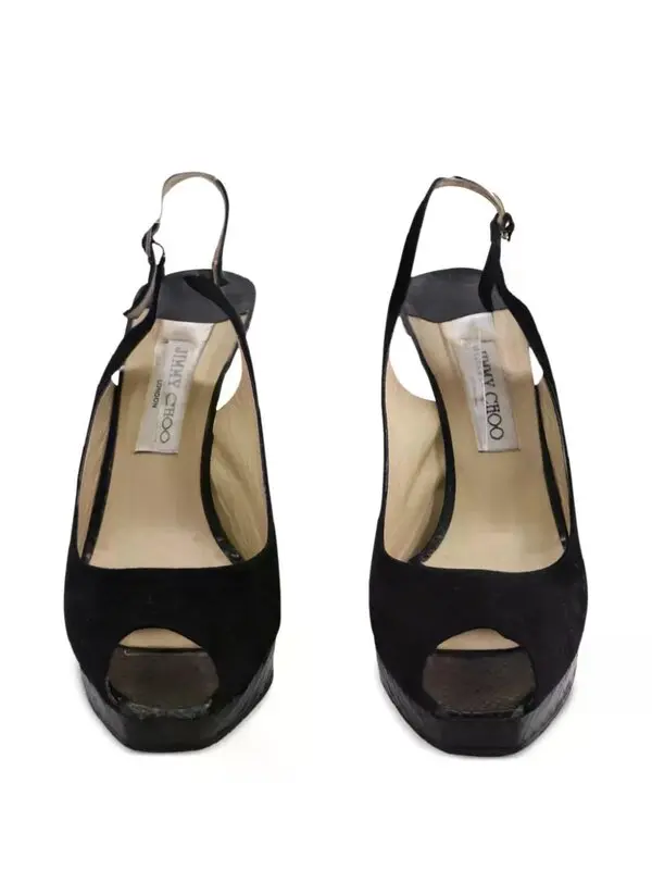 JIMMY CHOO Open-toe Snakeskin Slingbacks