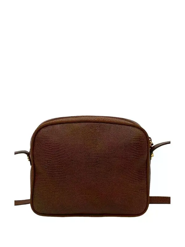 FERRAGAMO 1990-2010 Lizard Embossed Leather Vara Crossbody Bag - Brown