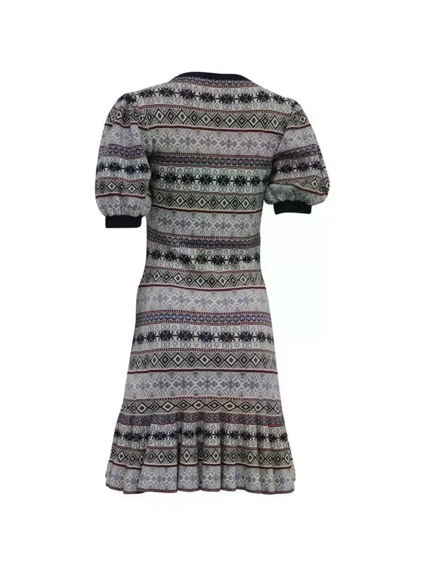 Alexander McQueen Knitted Puffed-sleeve Midi Dress