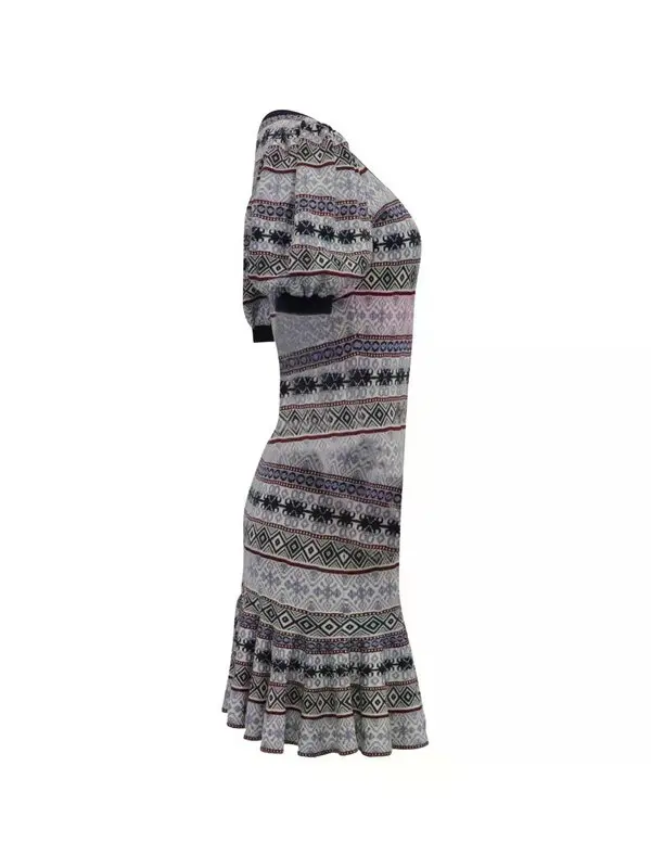 Alexander McQueen Knitted Puffed-sleeve Midi Dress
