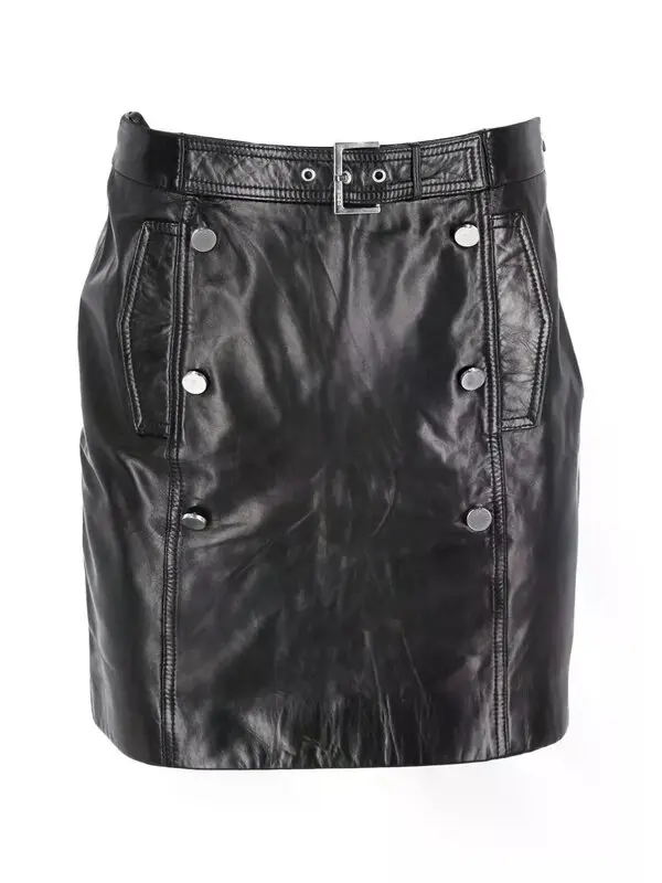 BOSS Button-embellished Leather Mini Skirt