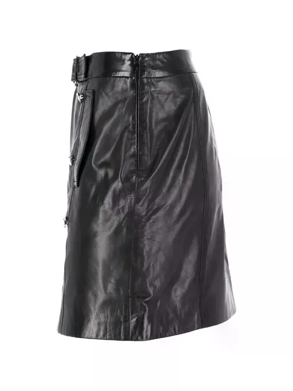 BOSS Button-embellished Leather Mini Skirt