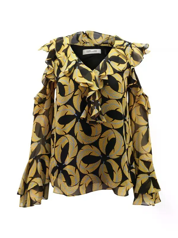 Diane Von Furstenberg Cut-out Ruffled Top