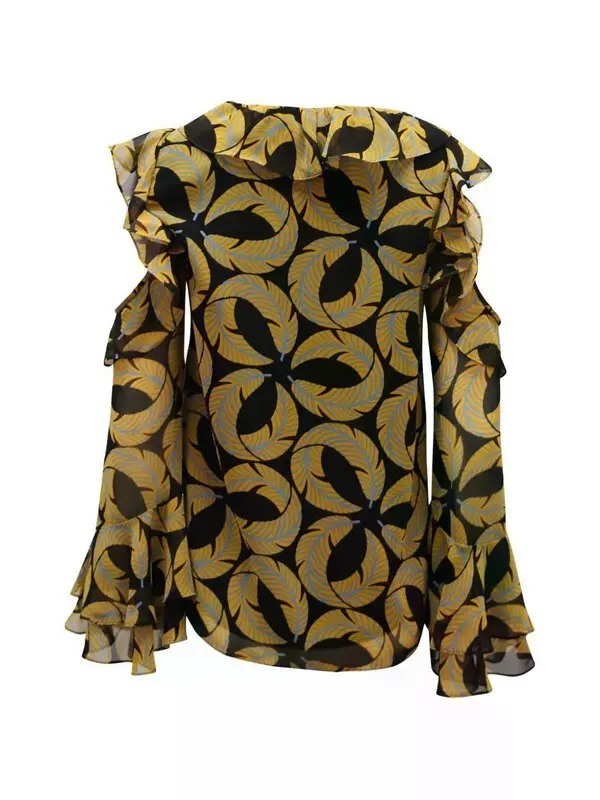 Diane Von Furstenberg Cut-out Ruffled Top