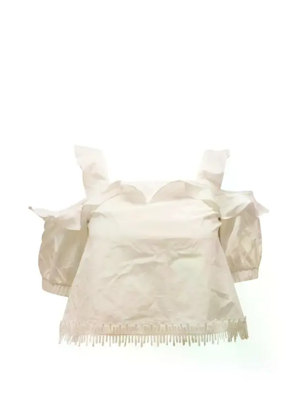 NICHOLAS Cold-shoulder Ruffle Top - White