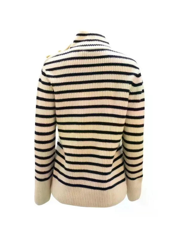 Tory Burch Striped Button Turtleneck Sweater