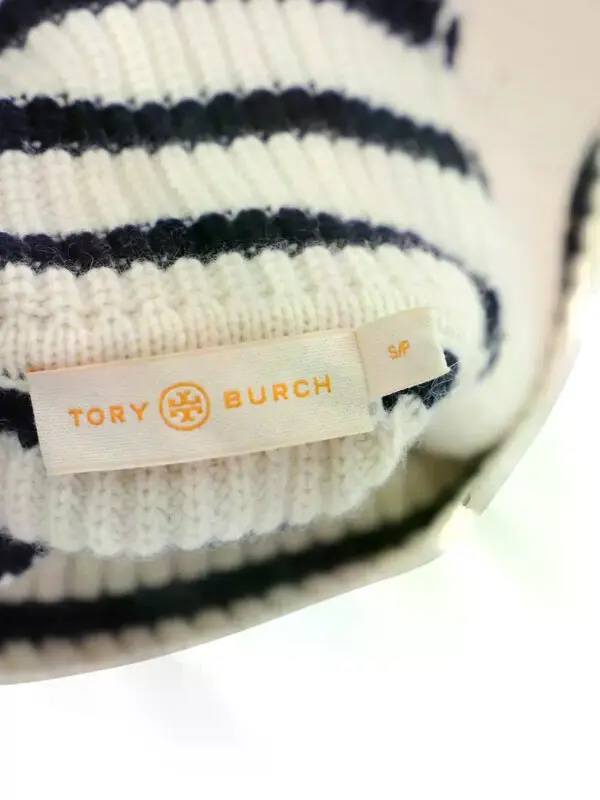 Tory Burch Striped Button Turtleneck Sweater
