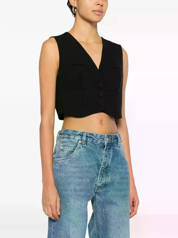 Sandro Cropped Corset Waistcoat With V-neckline