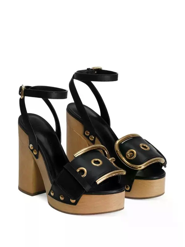 Dolce & Gabbana Buckle Studded Platform Sandals - Black