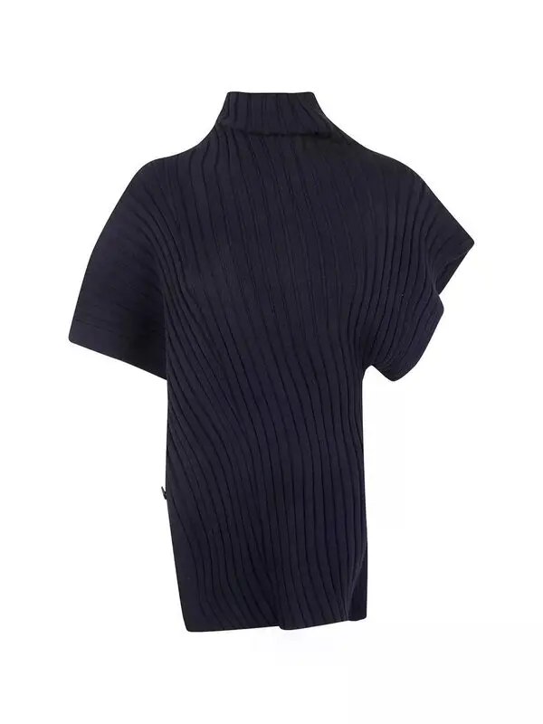 Issey Miyake Ribbed High-neck Top