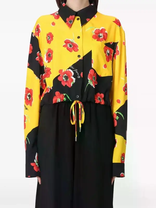 Moschino Floral Print Drawstring Shirt