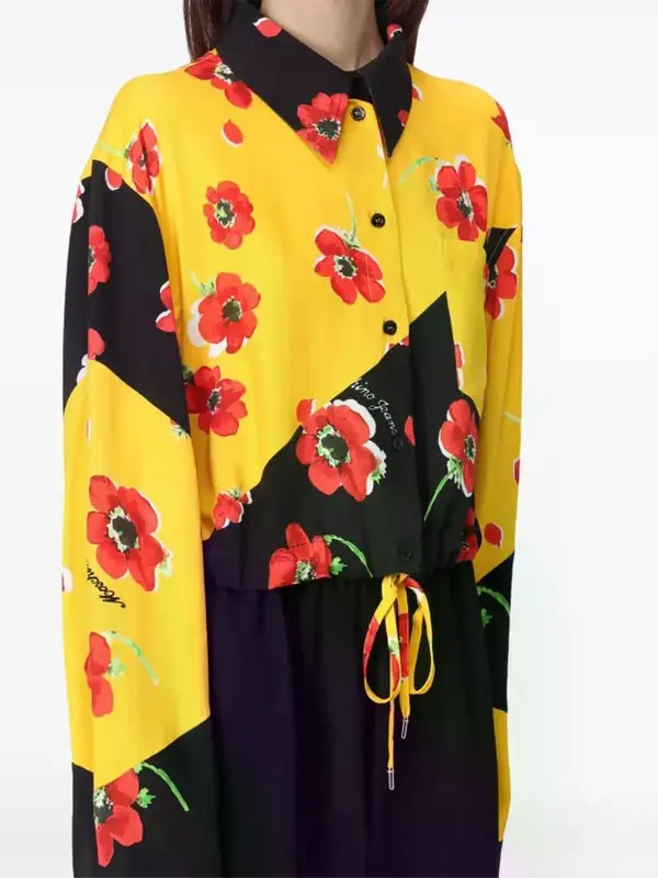 Moschino Floral Print Drawstring Shirt