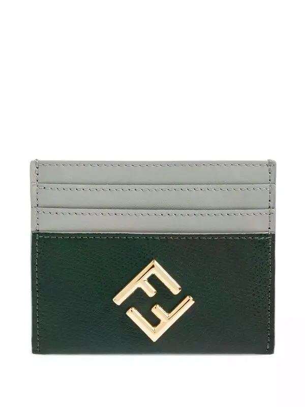 Fendi Ff-detail Leather Cardholder - Green