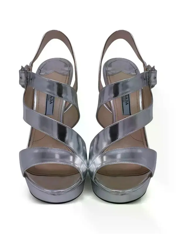 Prada Asymmetric Strap Platform Sandal Heels