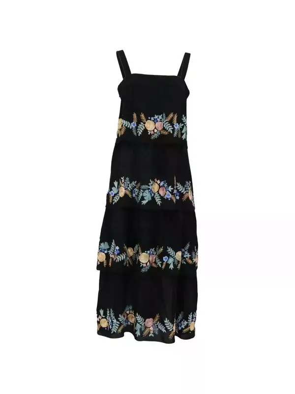 Vilshenko Floral-printed Tiered Midi Dress