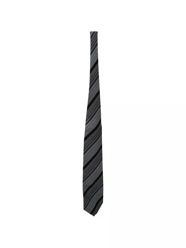 Giorgio Armani Striped Silk Neck Tie - Grey