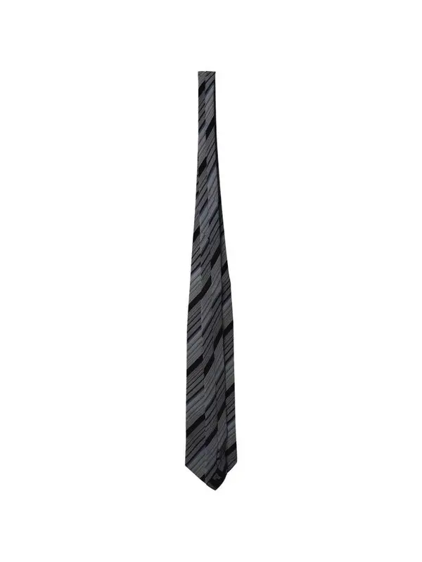 Giorgio Armani Striped Silk Neck Tie - Grey