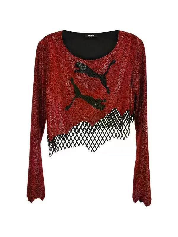 Balmain Asymmetric Rhinestone-embellished Top
