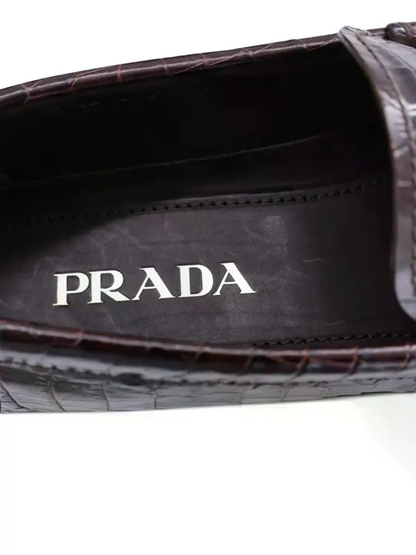 Prada Crocodile-embossed Leather Loafers
