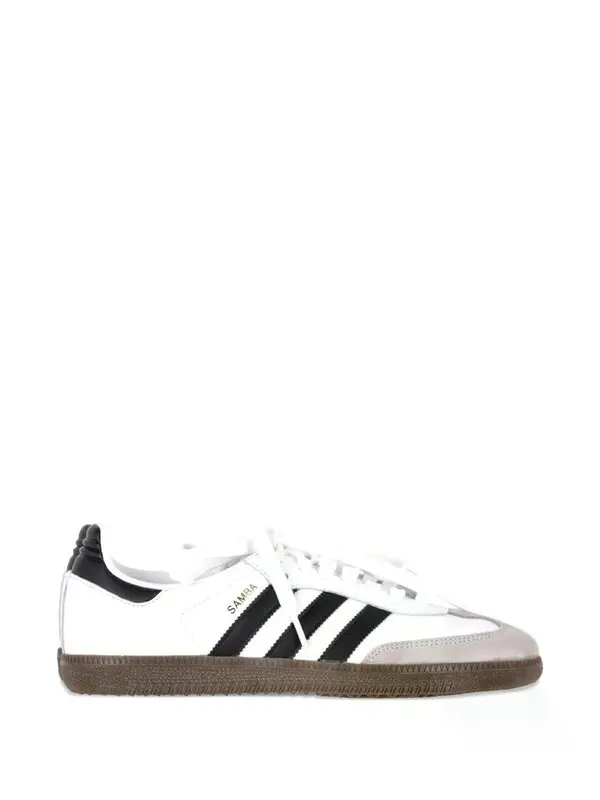 Adidas Samba Striped Leather Sneakers - White