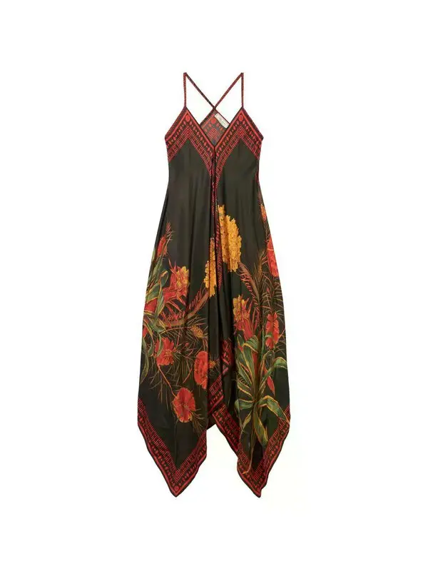 Blumarine Floral Print Twill Dress - Black