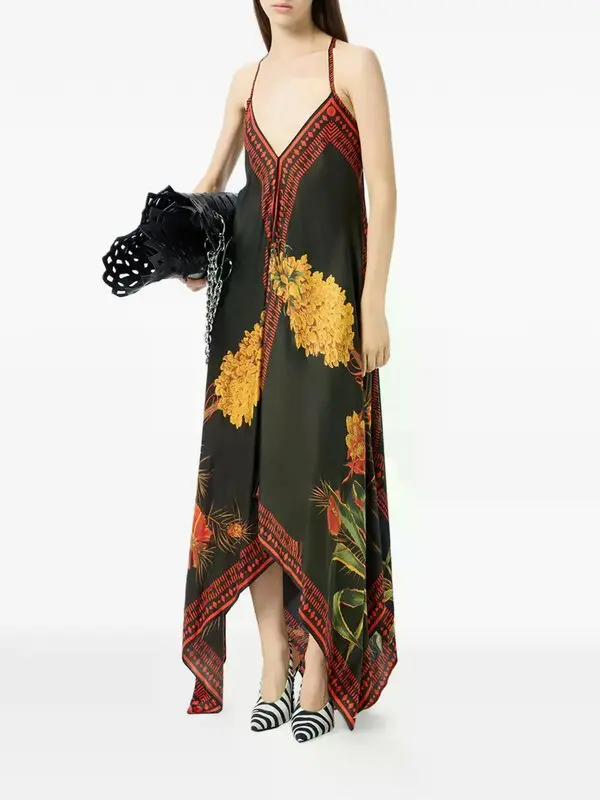 Blumarine Floral Print Twill Dress - Black