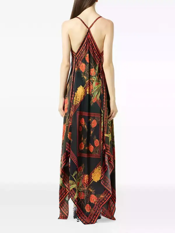 Blumarine Floral Print Twill Dress - Black