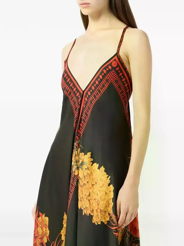 Blumarine Floral Print Twill Dress - Black