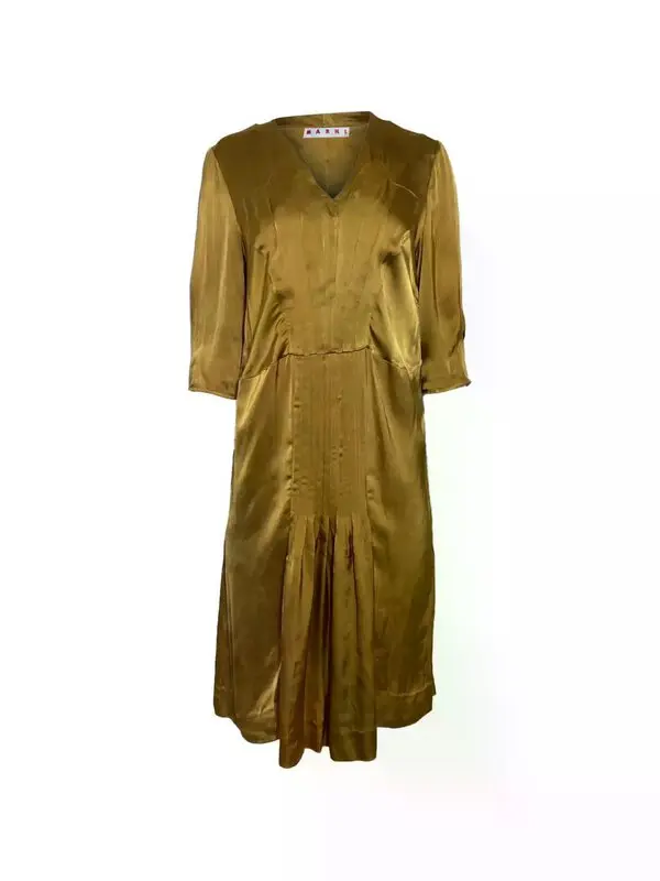Marni Pleated Quarter-sleeve Dress