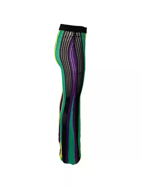 Balmain High-waist Striped Crochet Trousers