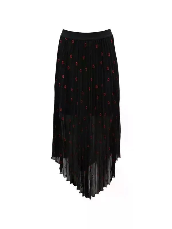 Maje Pleated Heart-print Midi Skirt