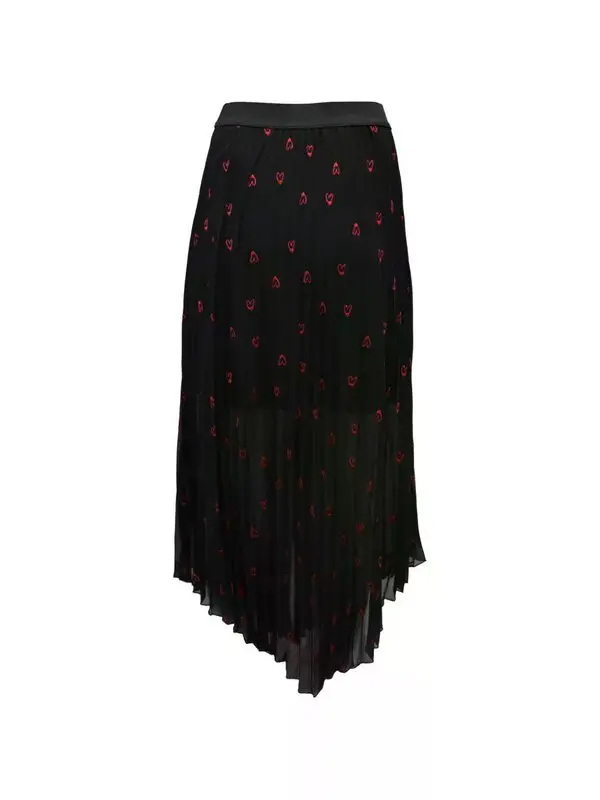 Maje Pleated Heart-print Midi Skirt