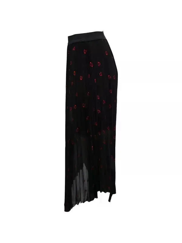 Maje Pleated Heart-print Midi Skirt