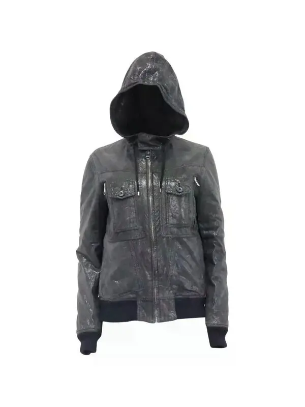 Dior Hooded Zipped Leather Jacket