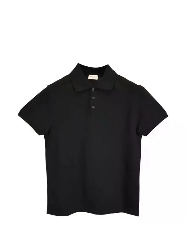 Saint Laurent Cassandre Logo-embroidered Polo Shirt - Black