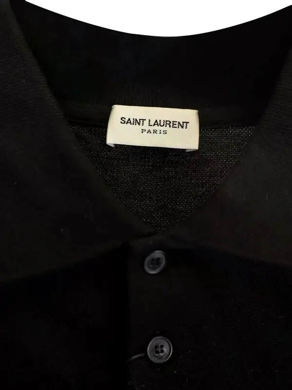 Saint Laurent Cassandre Logo-embroidered Polo Shirt - Black